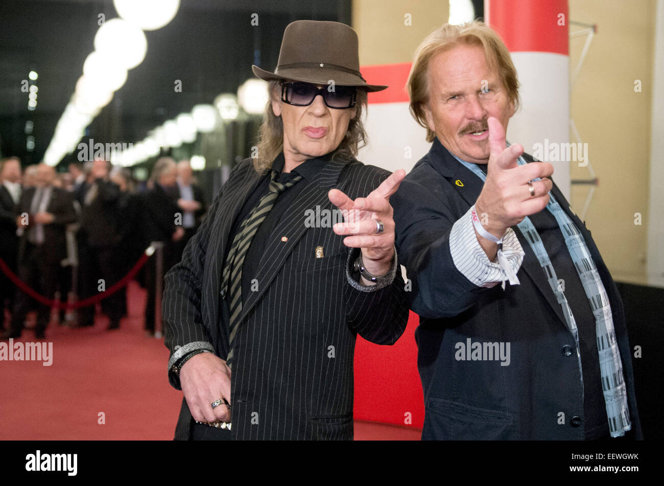 Berlin, Germany. 21st Jan, 2015. Udo Lindenberg and Frank Zander arrive ...