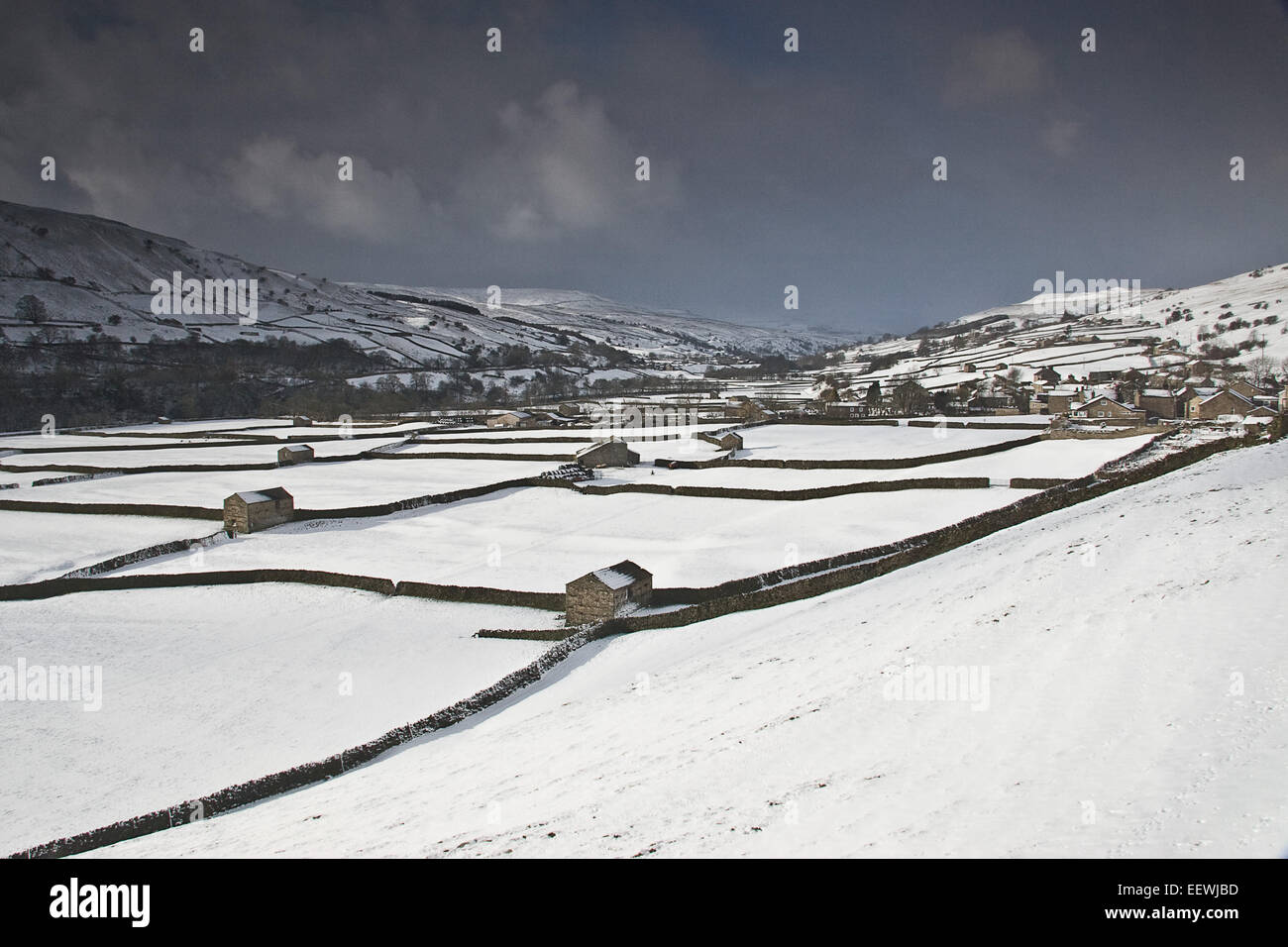Gunnerside in Snow Stock Photo - Alamy