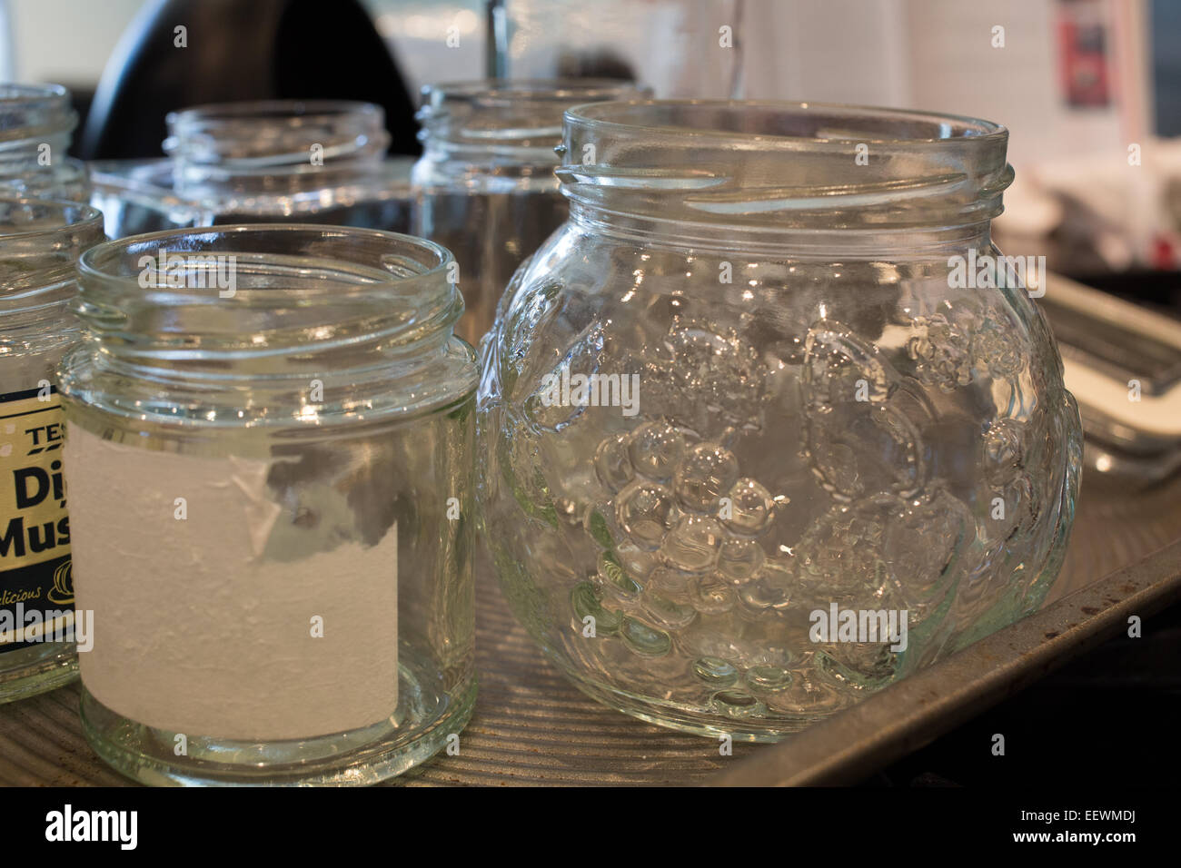 Empty glass jars Stock Photo - Alamy