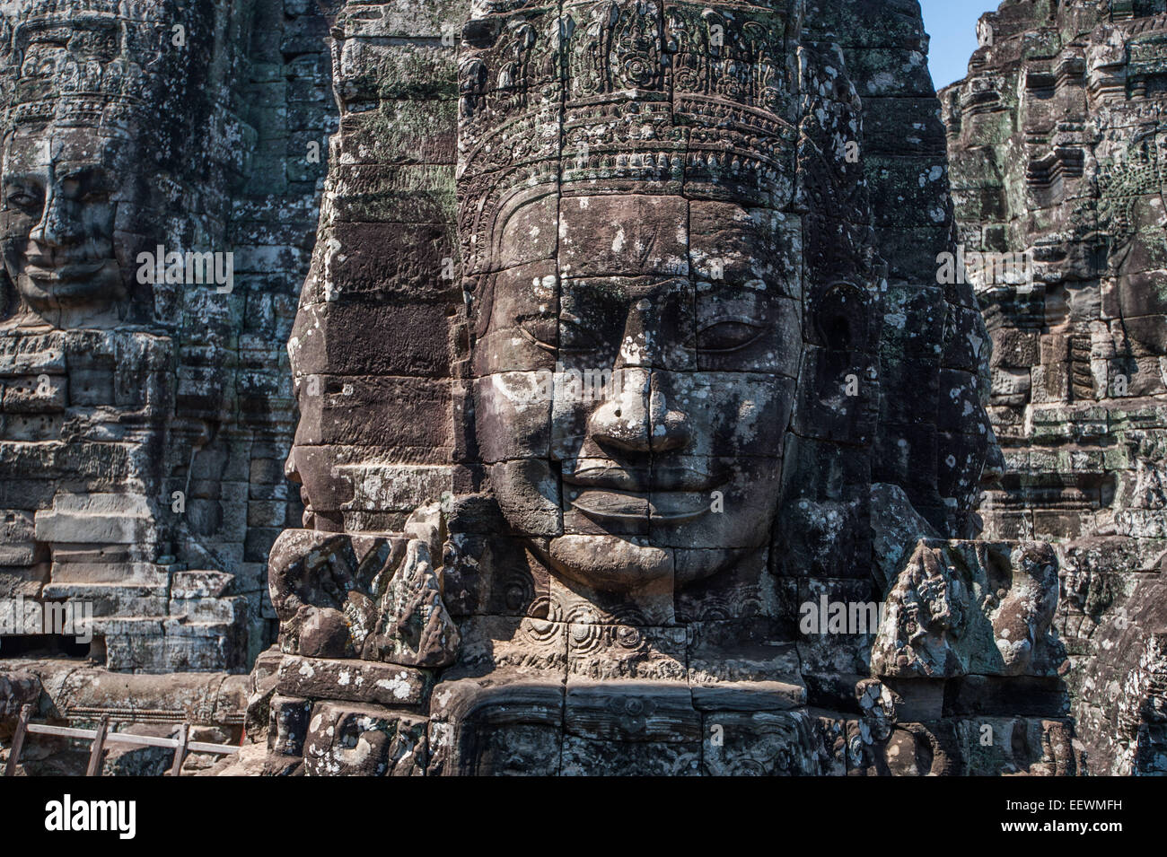 Carved stone head at Bayon temple, Angkor Wat, Cambodia Stock Photo - Alamy