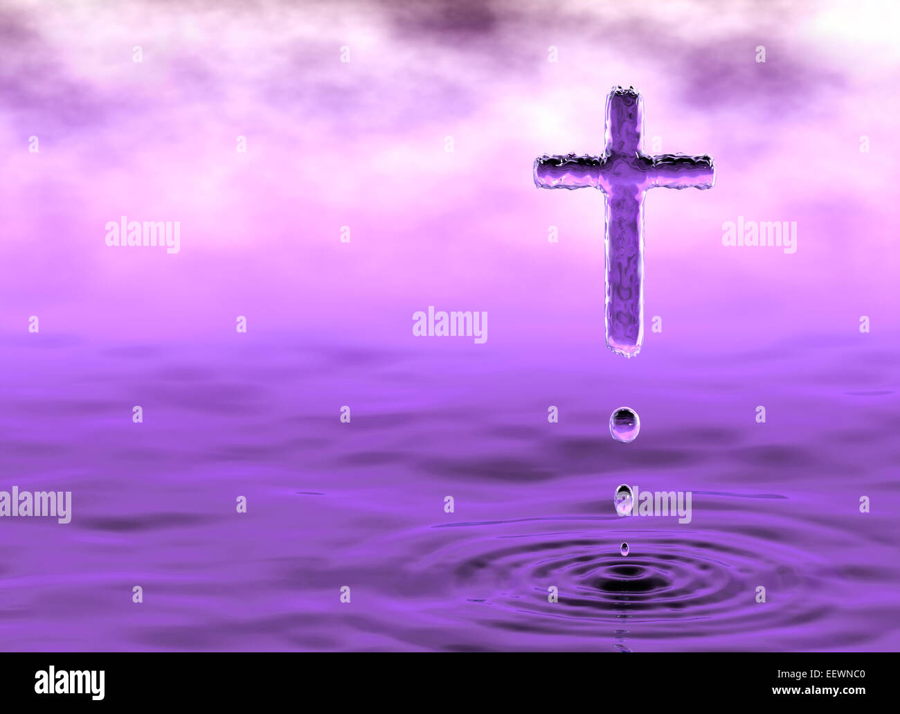 Christian Holy Cross miracle water ripple Stock Photo - Alamy