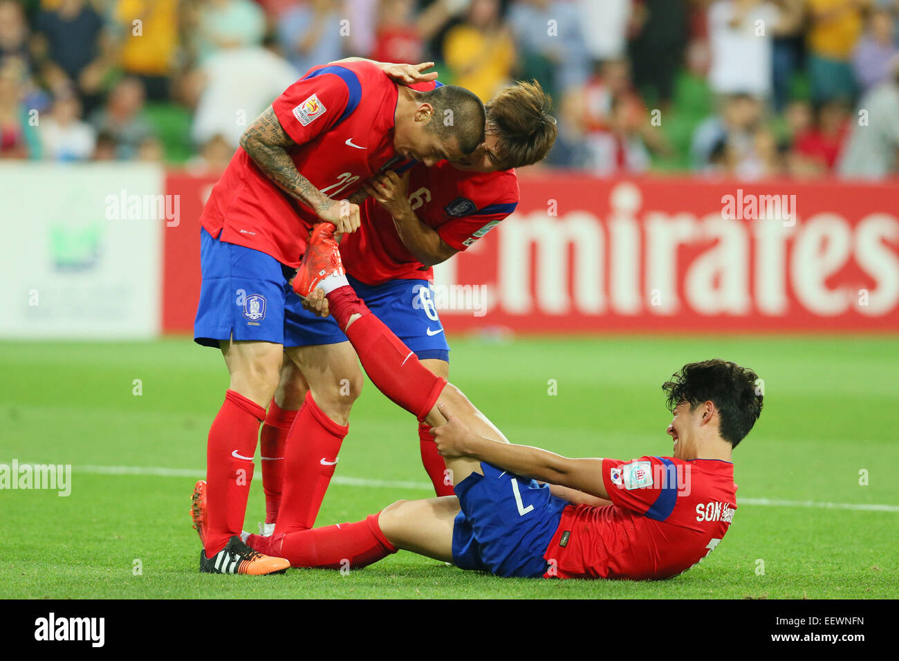 Melbourne, Australia. 22nd Jan, 2015. (L-R) Cha Du Ri, Park Joo-Ho ...