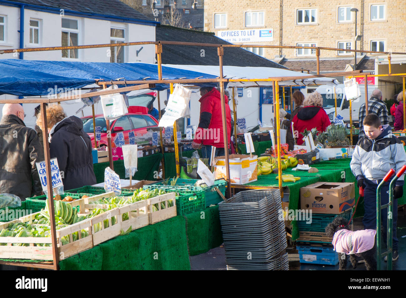 Fruit and vegetable outdoor market in Ramsbottom, Lancashire, England ...