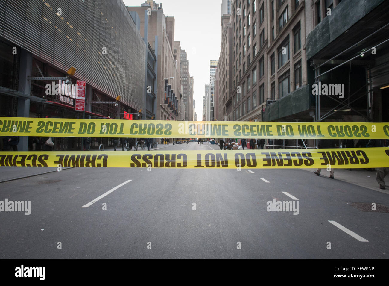 Manhattan, New York, USA. 21st Jan, 2015. Crime scene tape across West ...