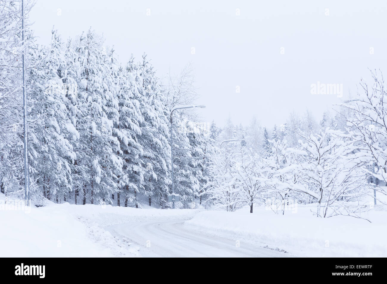 Snow landscape and road Stock Photo - Alamy