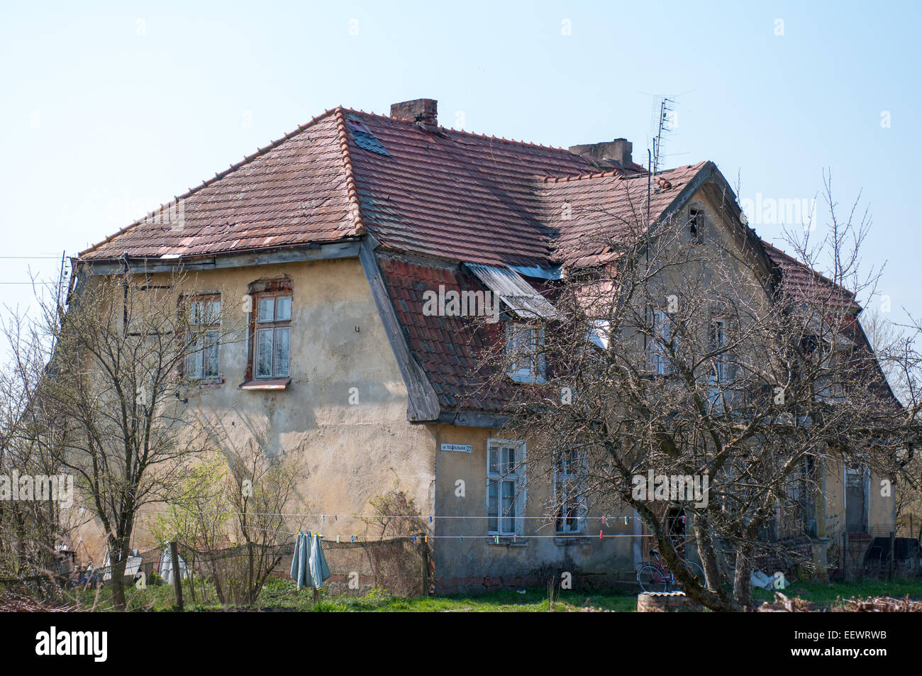 Old ruined, German House in the village. Spring season Stock Photo - Alamy