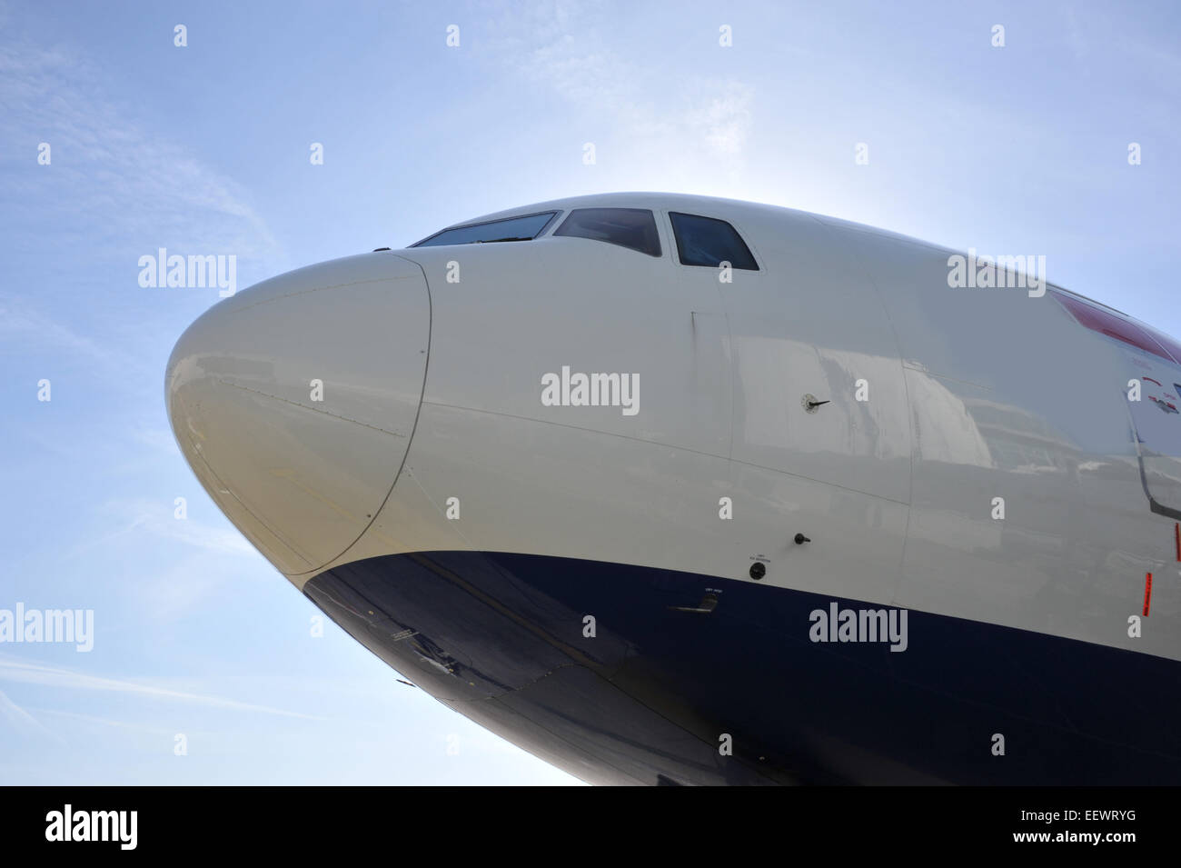 Boeing 777 nose at London, Gatwick Stock Photo - Alamy