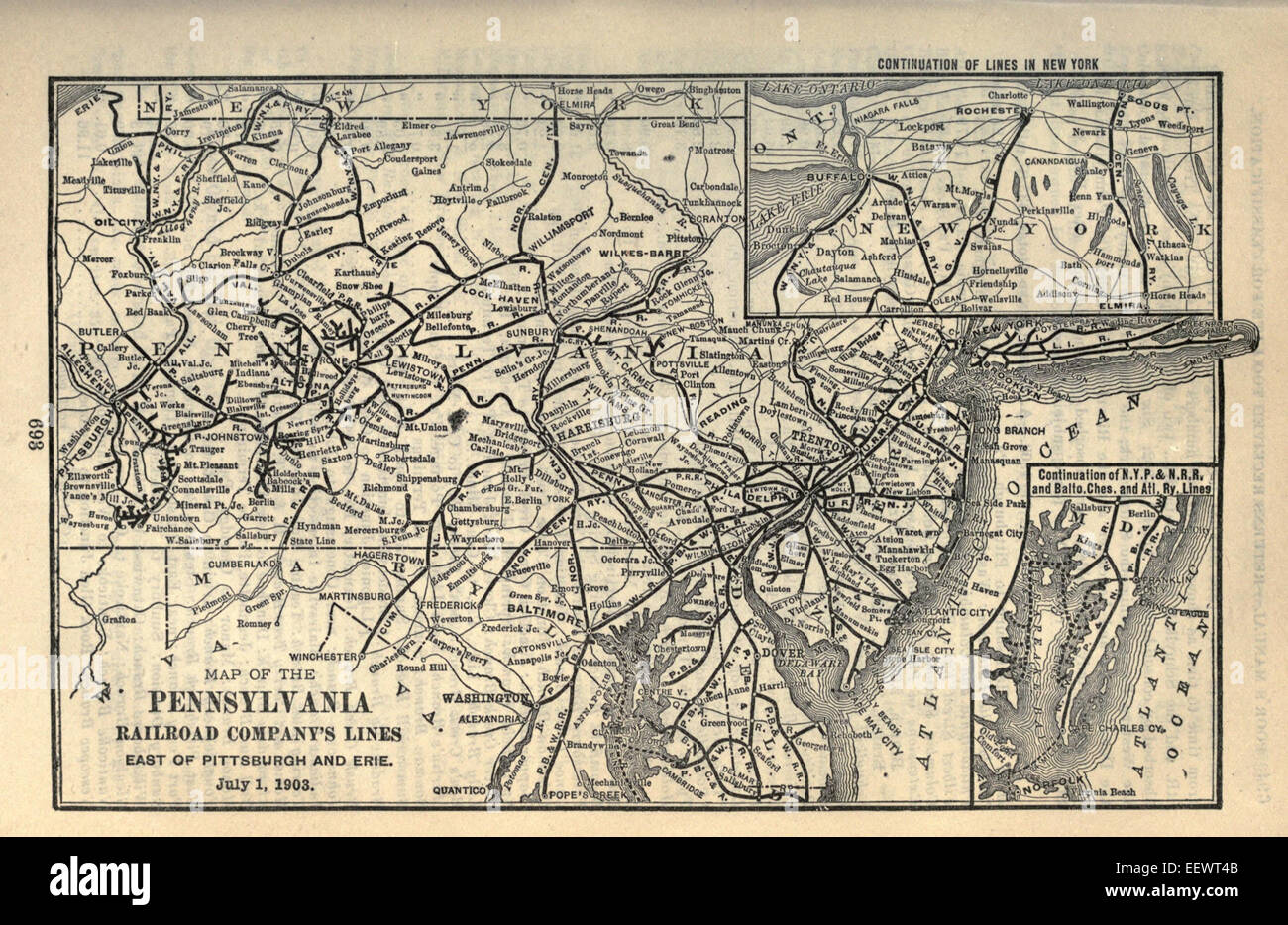 Pennsylvania railroad lines east map hi-res stock photography and ...