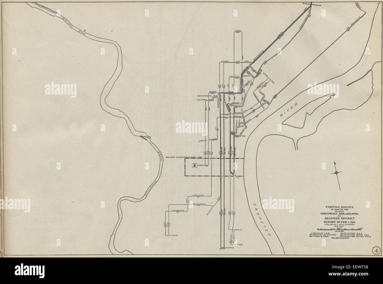 The 1911 Philadelphia streetcar map provides a detailed view of the ...