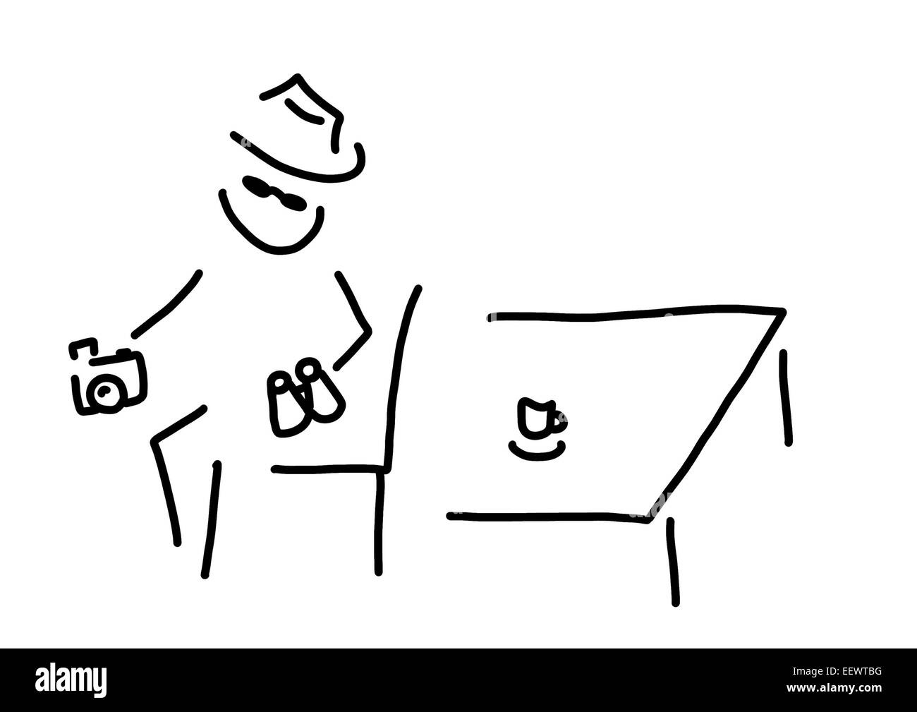 Detective Stick Figure Pictogram Black and White Stock Photos & Images ...