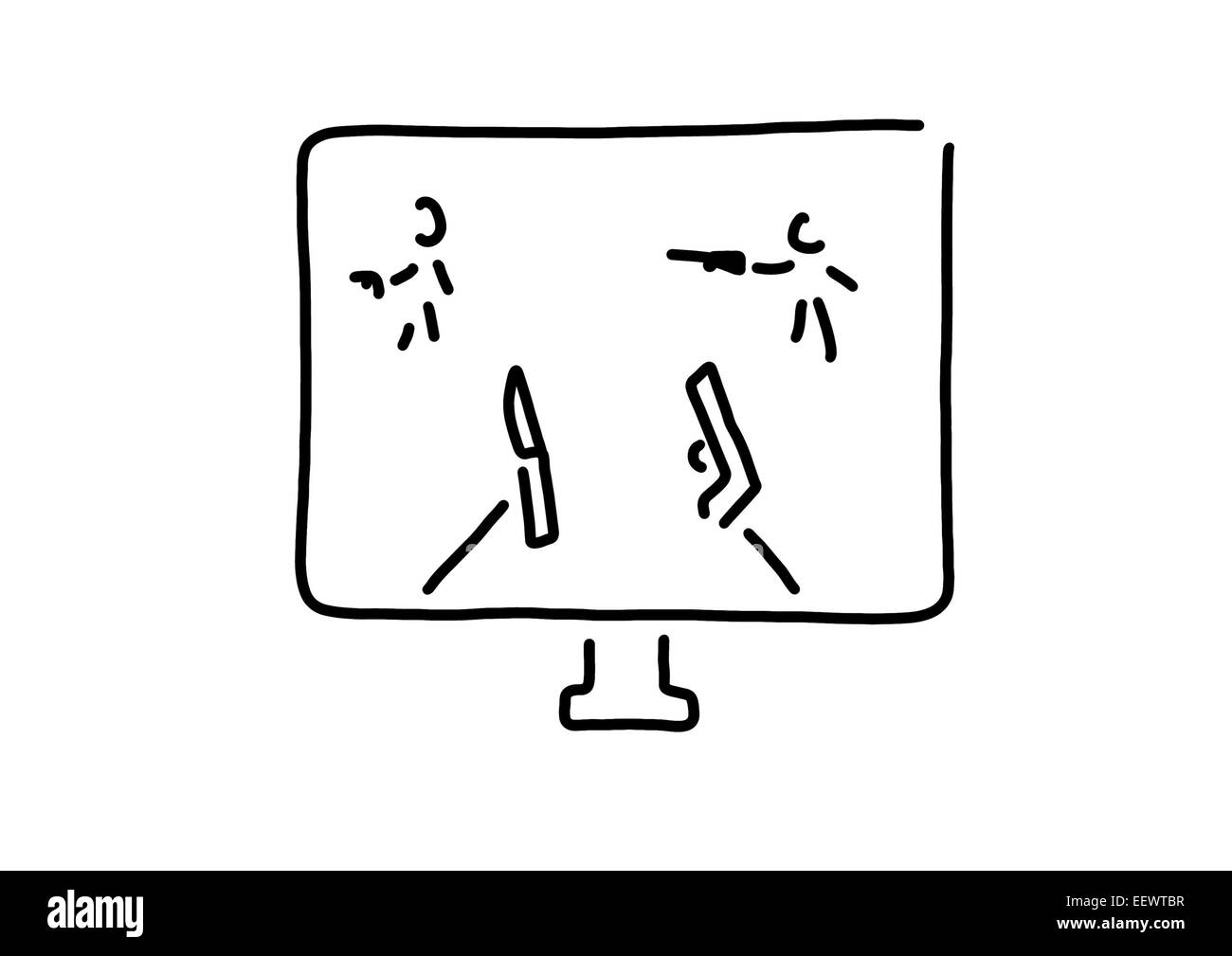 Illustration Computer Addicted Cartoon Man High Resolution Stock ...
