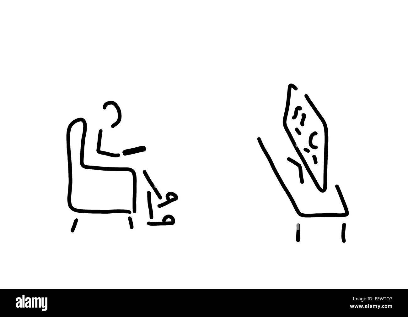 Stick figure black sitting Cut Out Stock Images & Pictures - Alamy