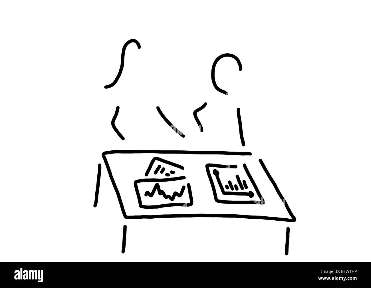 Meeting Stick Figure Pictogram Black and White Stock Photos & Images ...