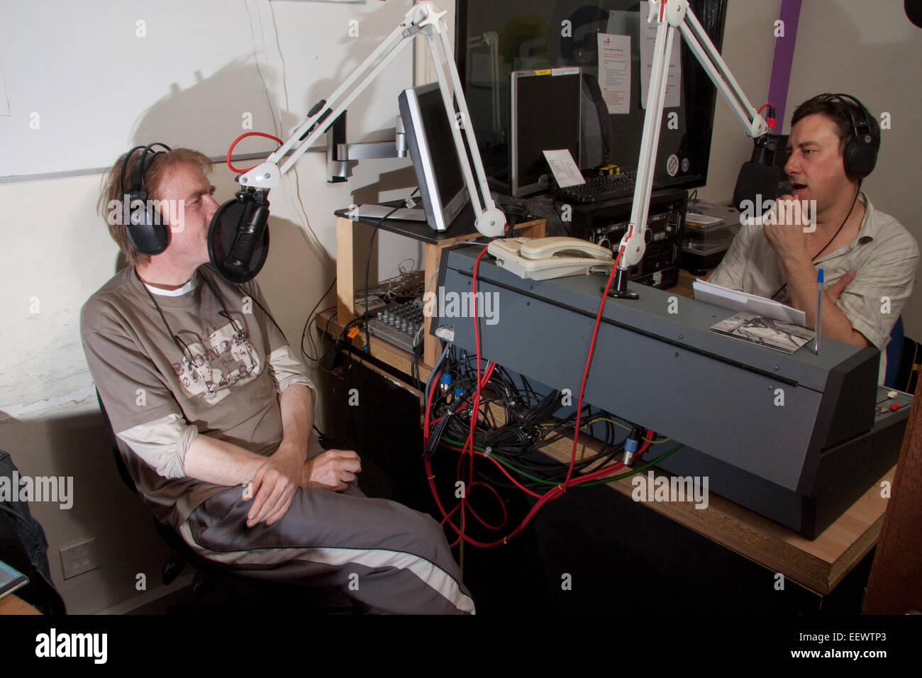 Shane Kirk and Neale Foulger broadcasting their show Why The Long Face ...