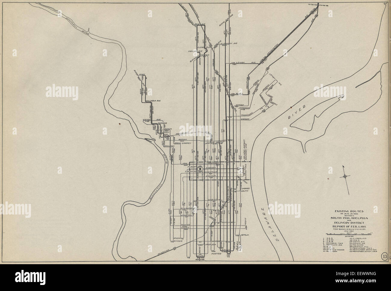 The 1911 Philadelphia streetcar map depicts the public transportation ...