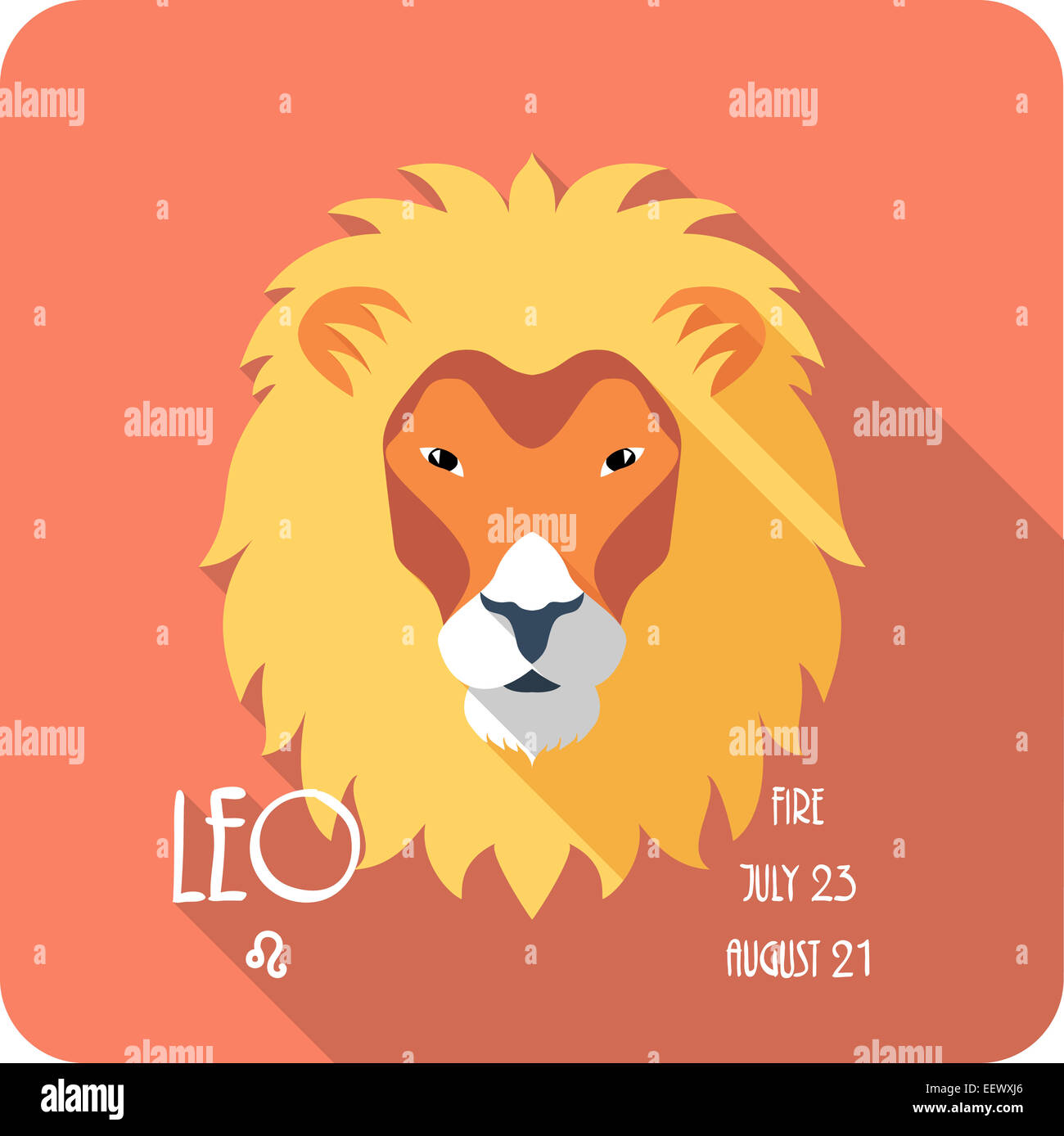 Zodiac sign Leo icon flat design Stock Photo - Alamy