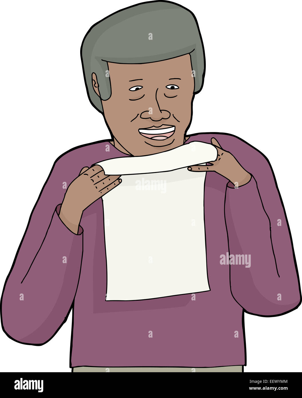Cartoon of isolated senior man reading a note Stock Photo - Alamy