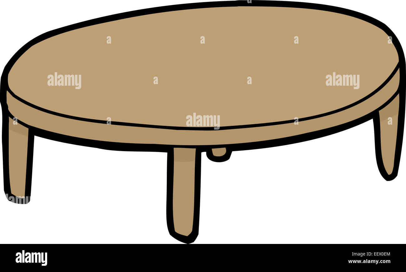 Single wooden table cartoon over white background Stock Photo - Alamy
