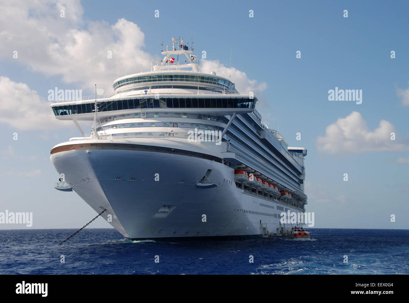 Modern ocean liner picking up passenger at sea Stock Photo - Alamy