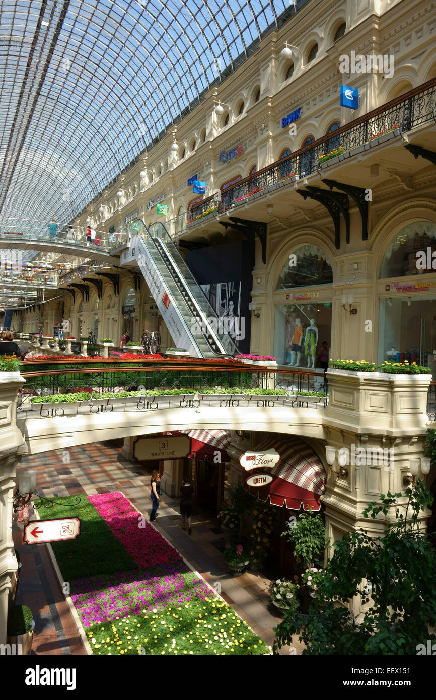 The interior of GUM department store, Red Square, Moscow, Russia Stock ...