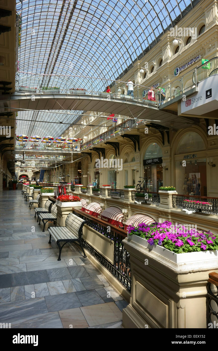 The interior of GUM department store, Red Square, Moscow, Russia Stock ...