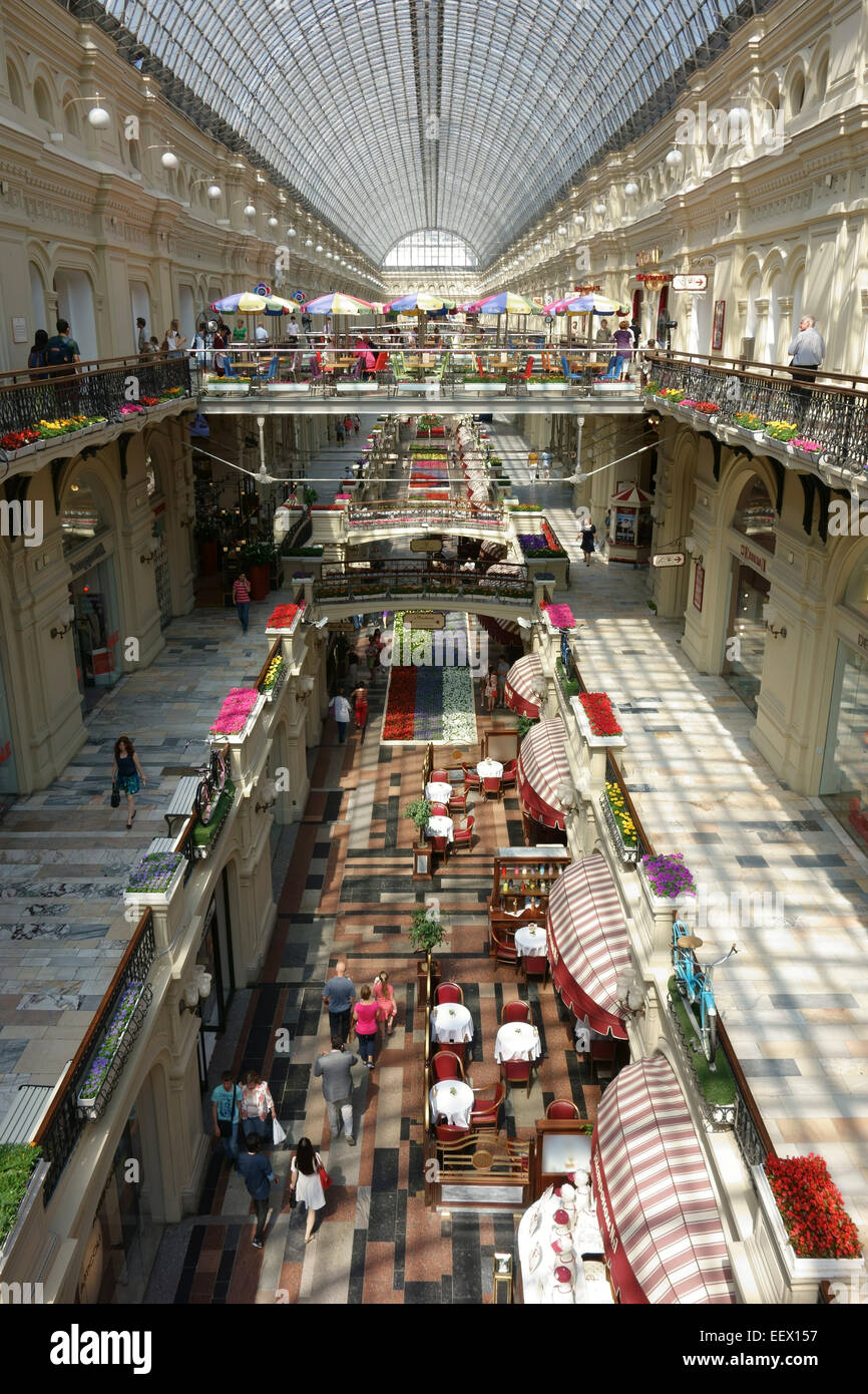 The interior of GUM department store, Red Square, Moscow, Russia Stock ...