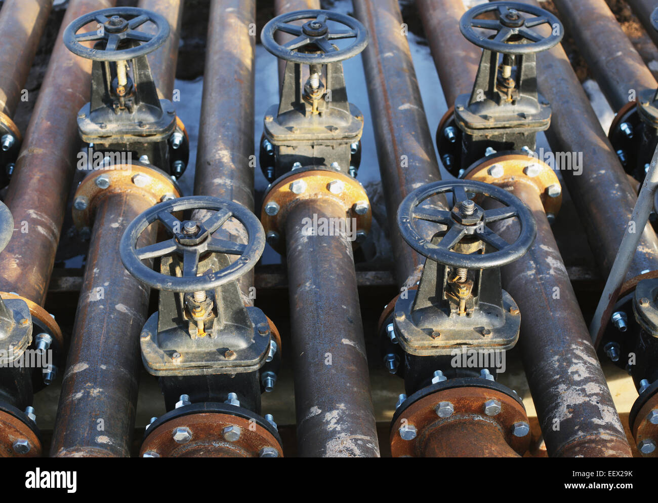 Oil and gas pipe line valves Stock Photo - Alamy
