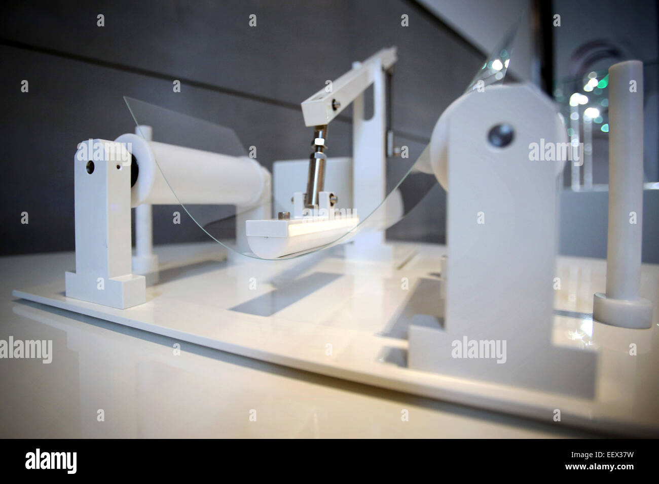 Mainz, Germany. 22nd Jan, 2015. A bending test machine for ultra-thin ...