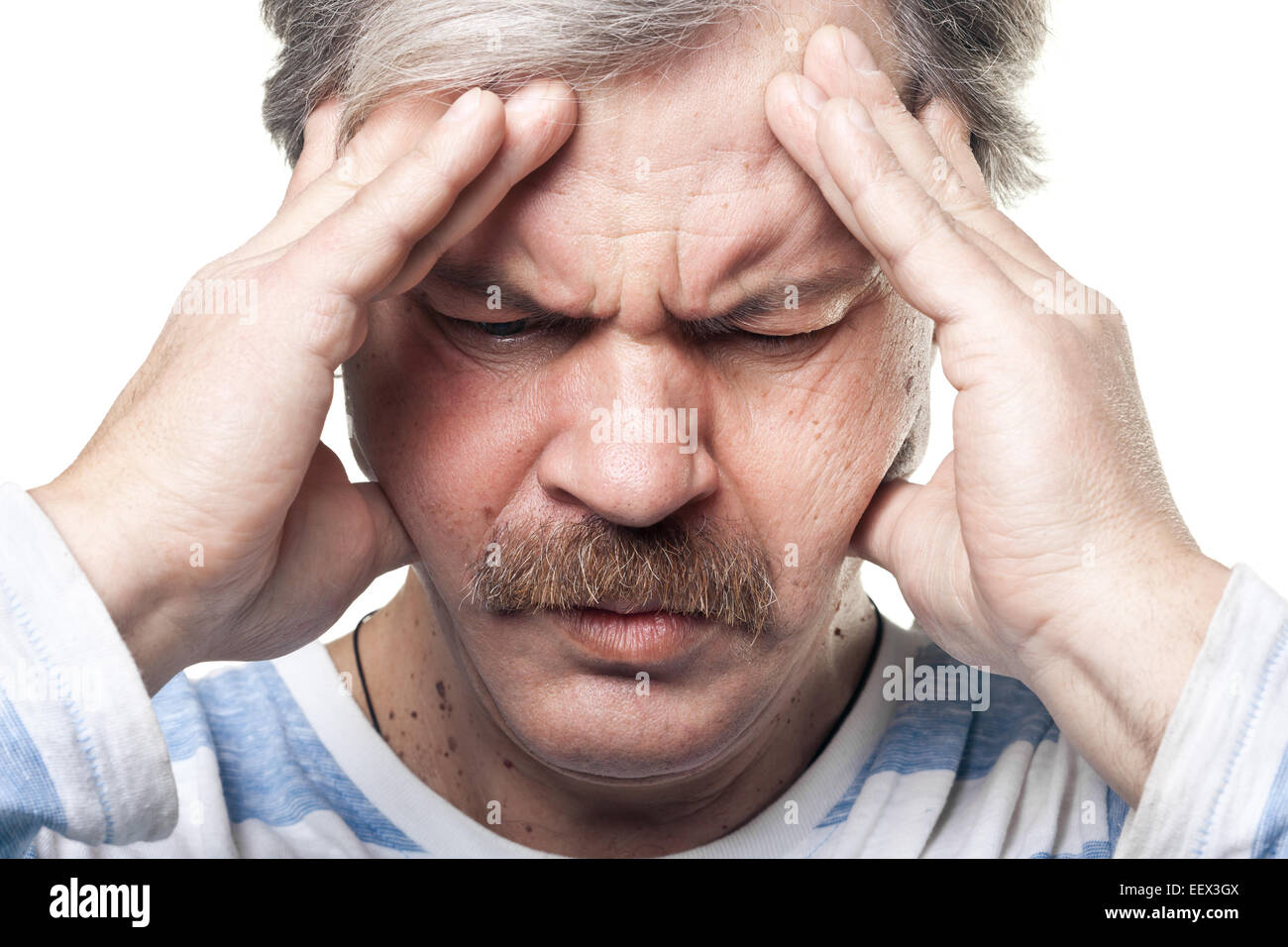 mature man having very strong pain isolated on white Stock Photo - Alamy