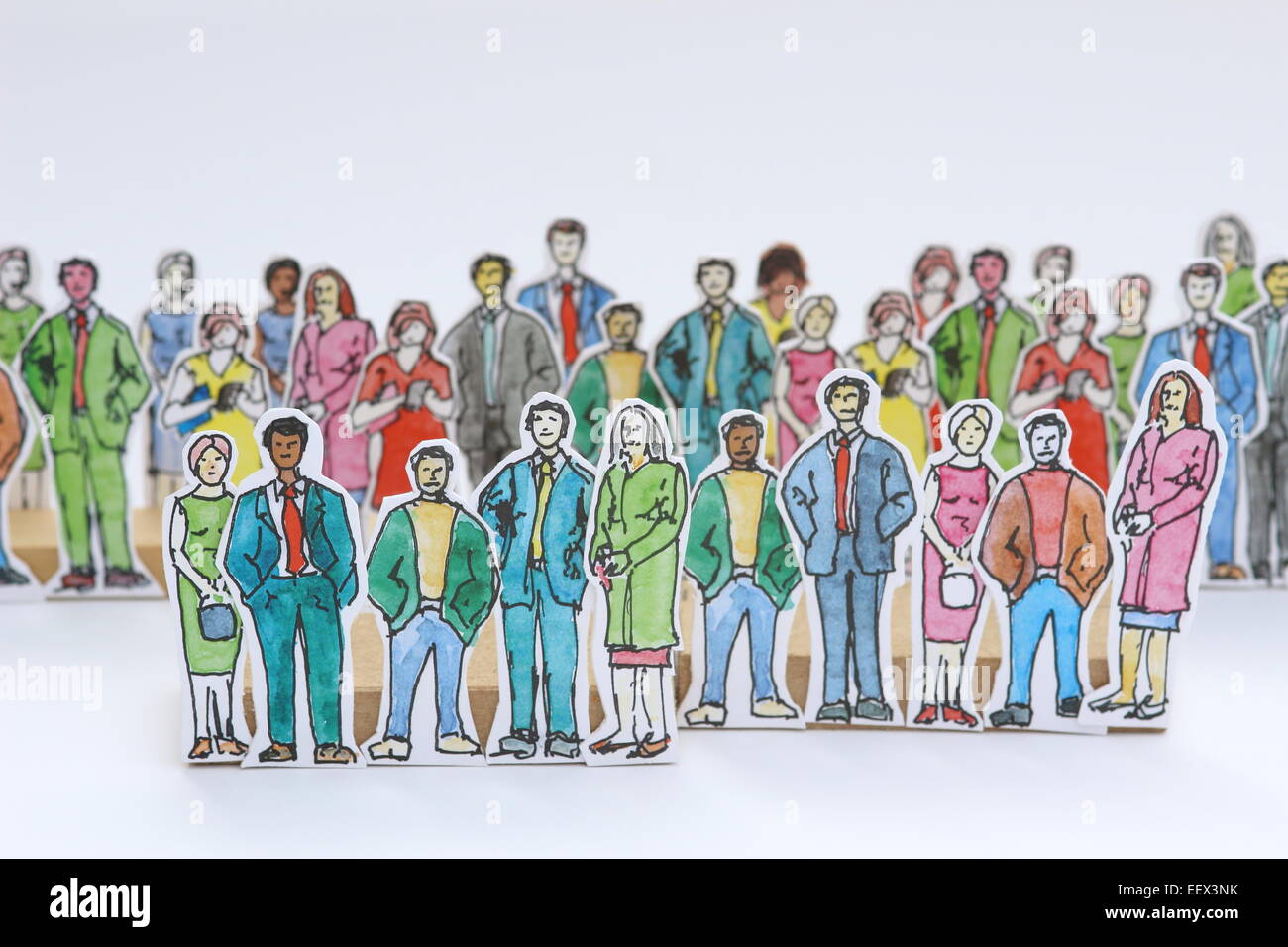 the crowd people waiting cardboard cutout ink line and watercolour ... the crowd people waiting cardboard cutout ink line and watercolour ...