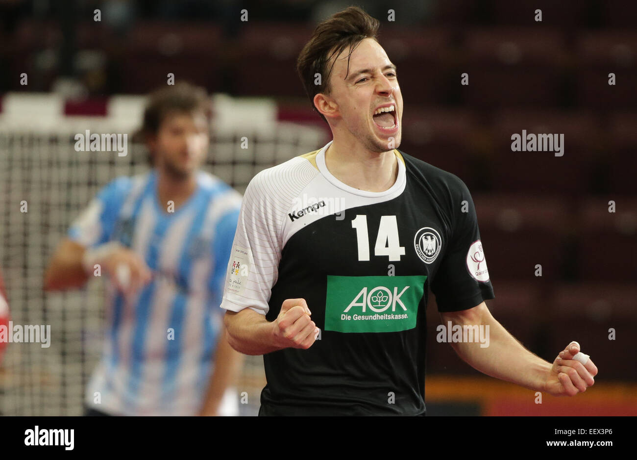 Germany's Patrick Groetzki celebrates a goal during the men's Handball ...