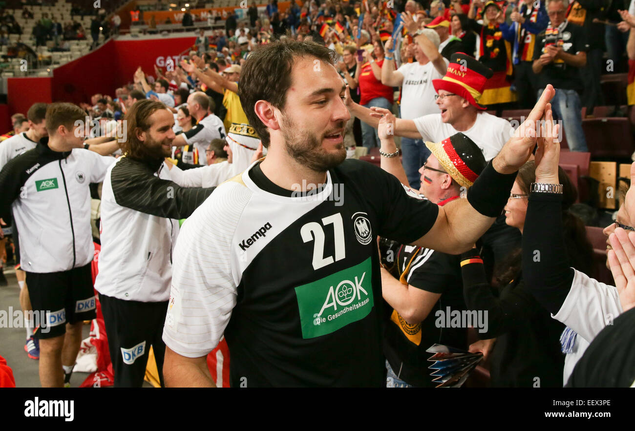 Germany's Michael Mueller celebrates with the German supporters after ...