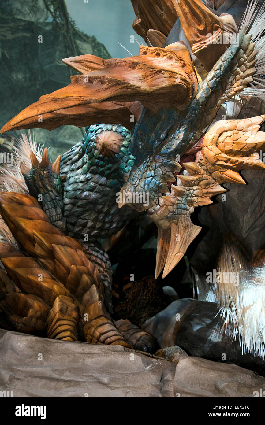 Osaka, Japan. 22nd January, 2015. A life-sized Zinogre character on ...