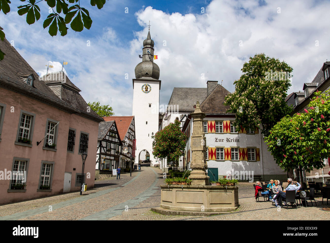 Old town of Arnsberg, a city in the Sauerland region, Germany, river ...