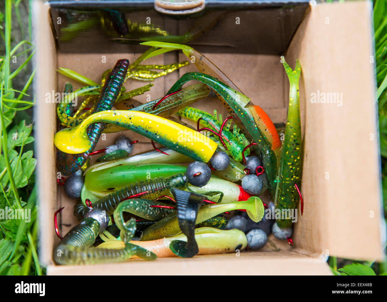 Various bait for sport fishing Stock Photo - Alamy