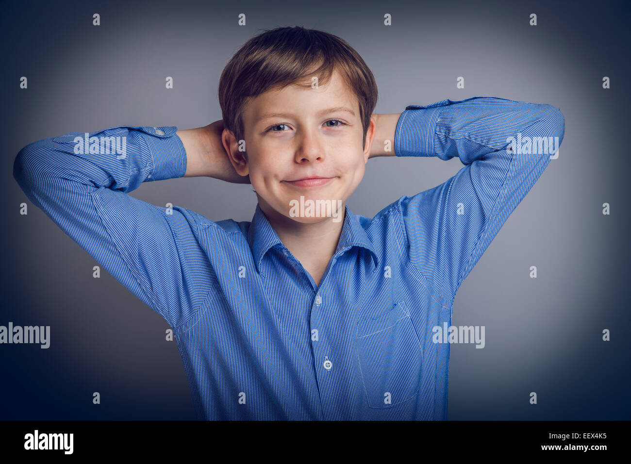 teenager boy of 10 years European appearance feels joy Stock Photo - Alamy