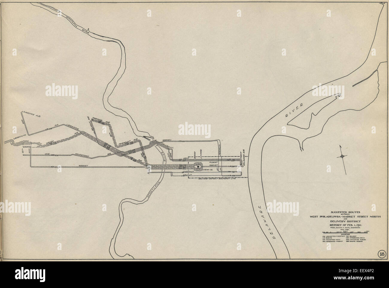 The 1911 Philadelphia streetcar map provides a detailed depiction of ...