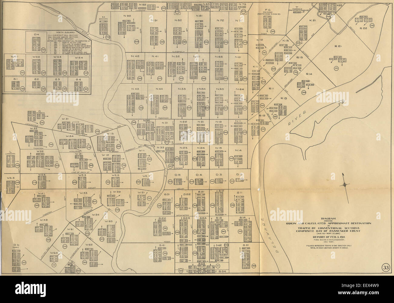 The 1911 map of the Philadelphia streetcar system shows the city's ...