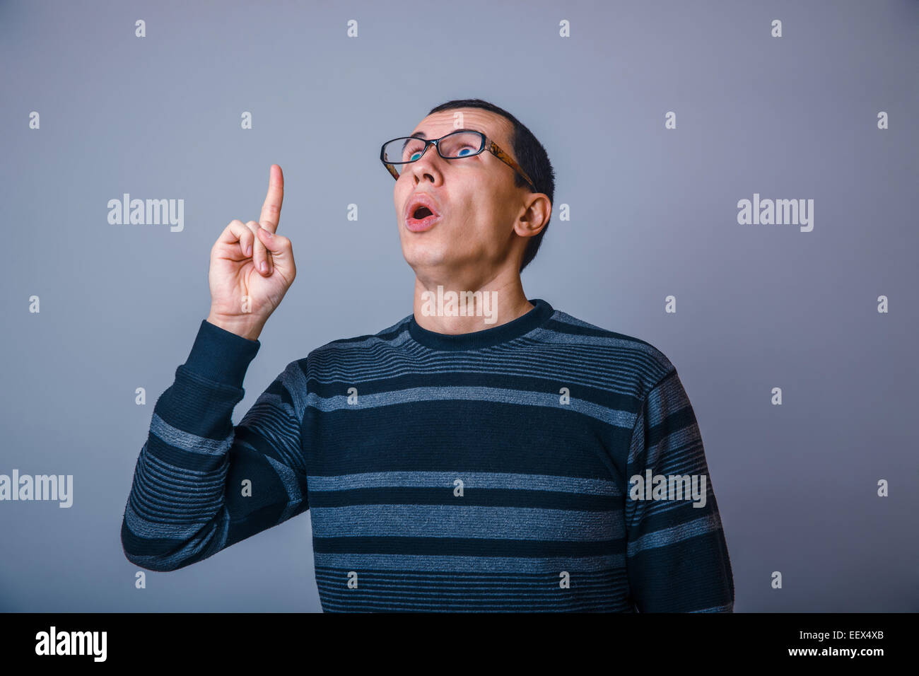 European-looking man with glasses 30 years, the idea of opening Stock ...