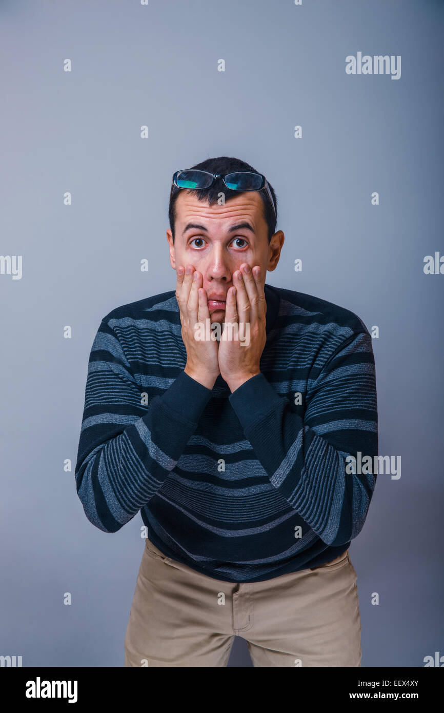 European-looking woman years surprised upset Stock Photo - Alamy