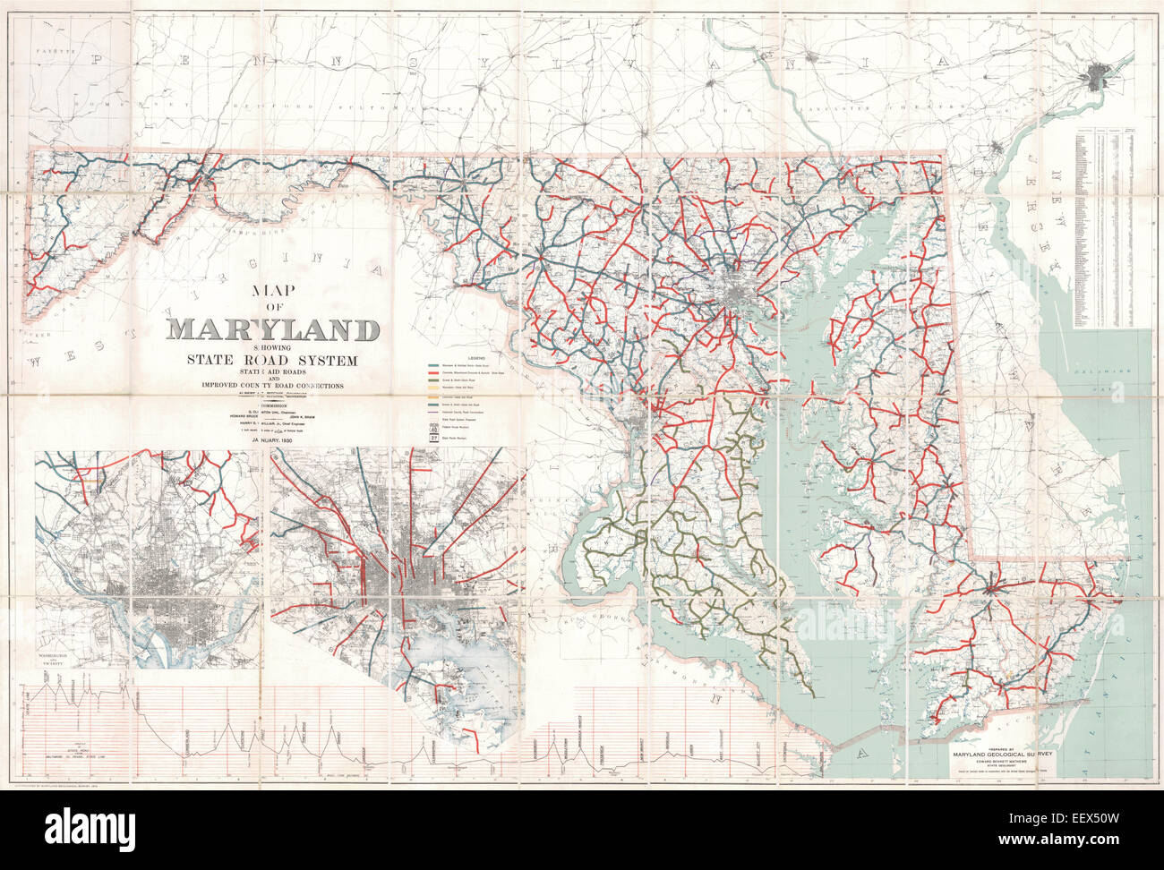 The Maryland State Highway Map from 1930 provides a detailed ...
