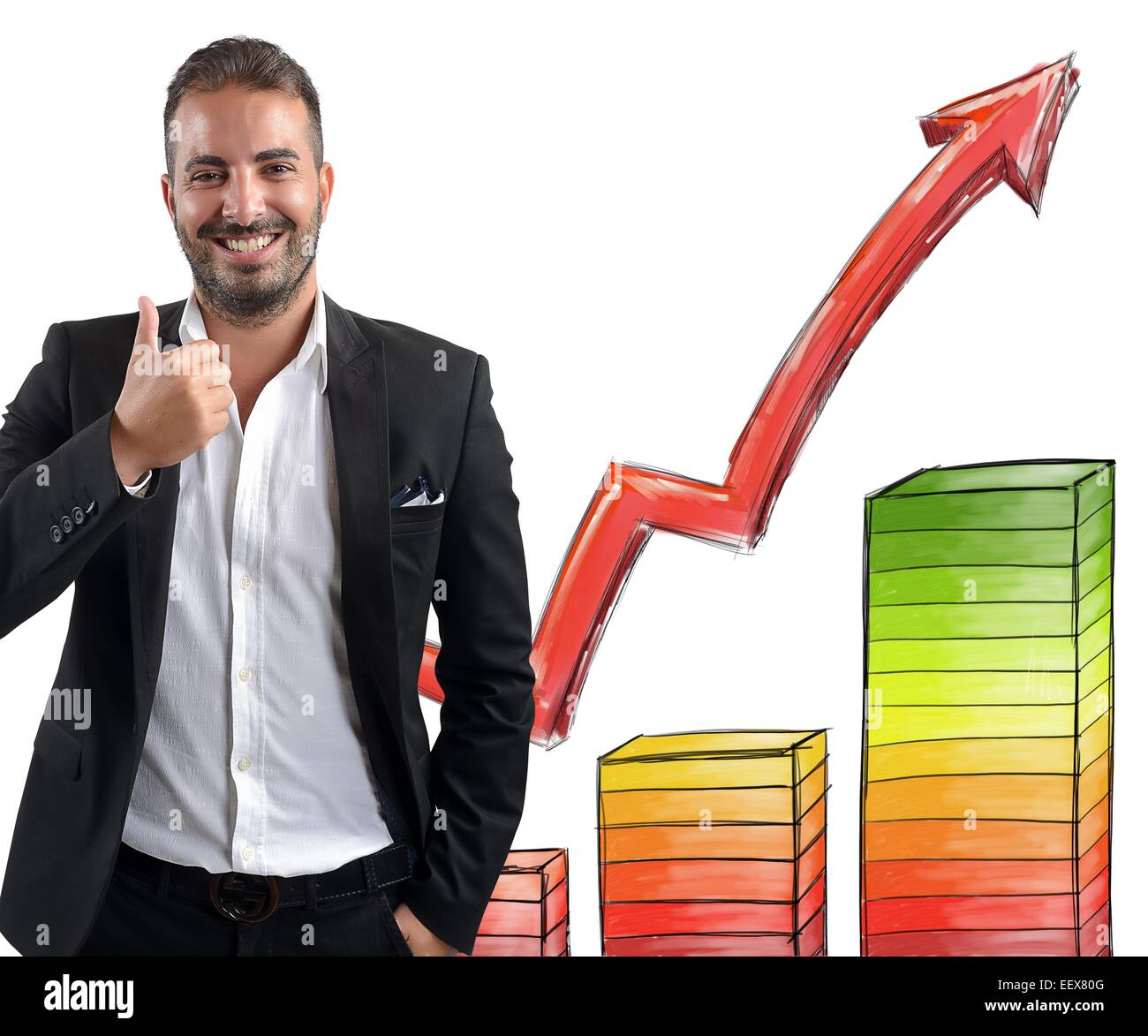 Businessman career promotion graph hi-res stock photography and images ...