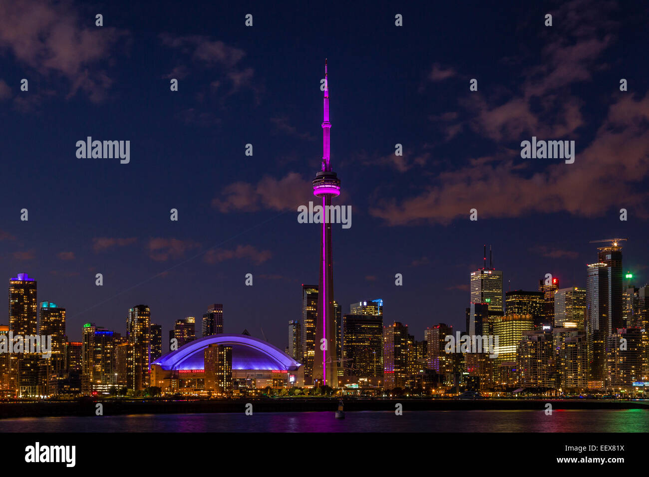 Dramatic night shot of the Toronto Skyline Stock Photo - Alamy