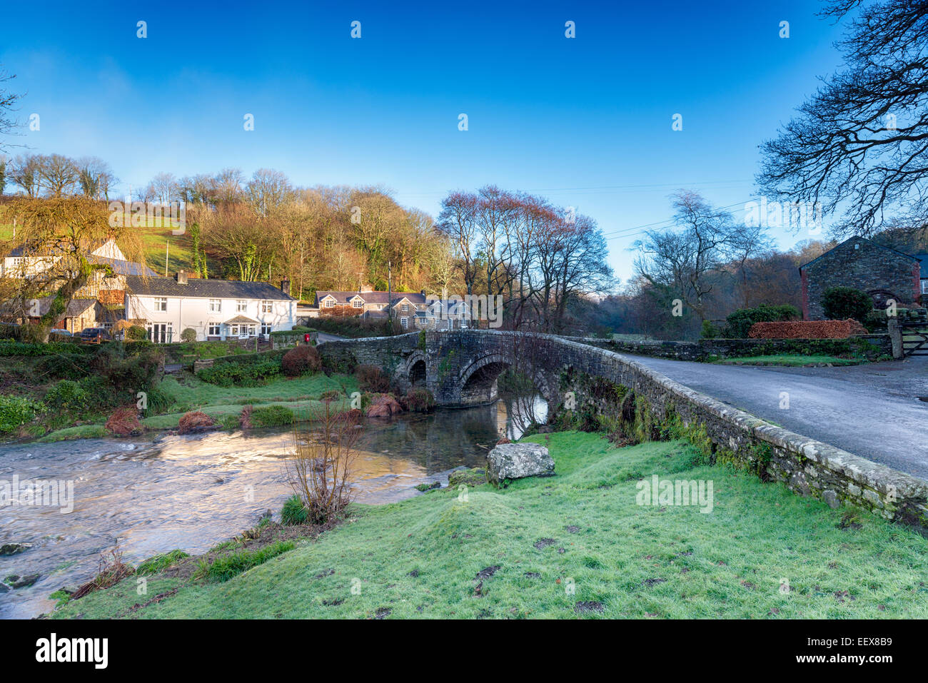 Dartmoor devon huckworthy uk bridge river walkham hi-res stock ...