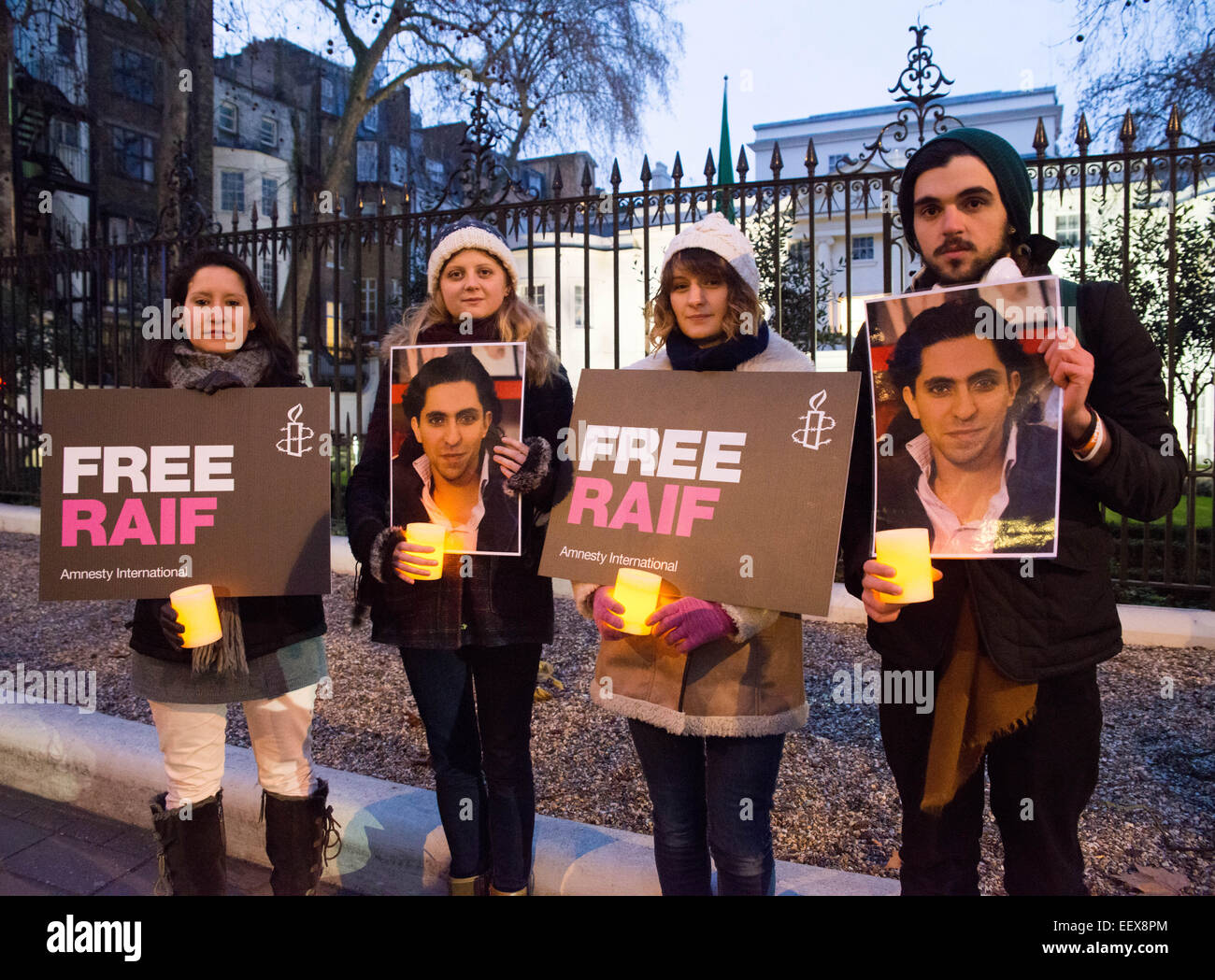 Vigil for Raif Badawi at the Saudi Arabian Embassy Stock Photo - Alamy