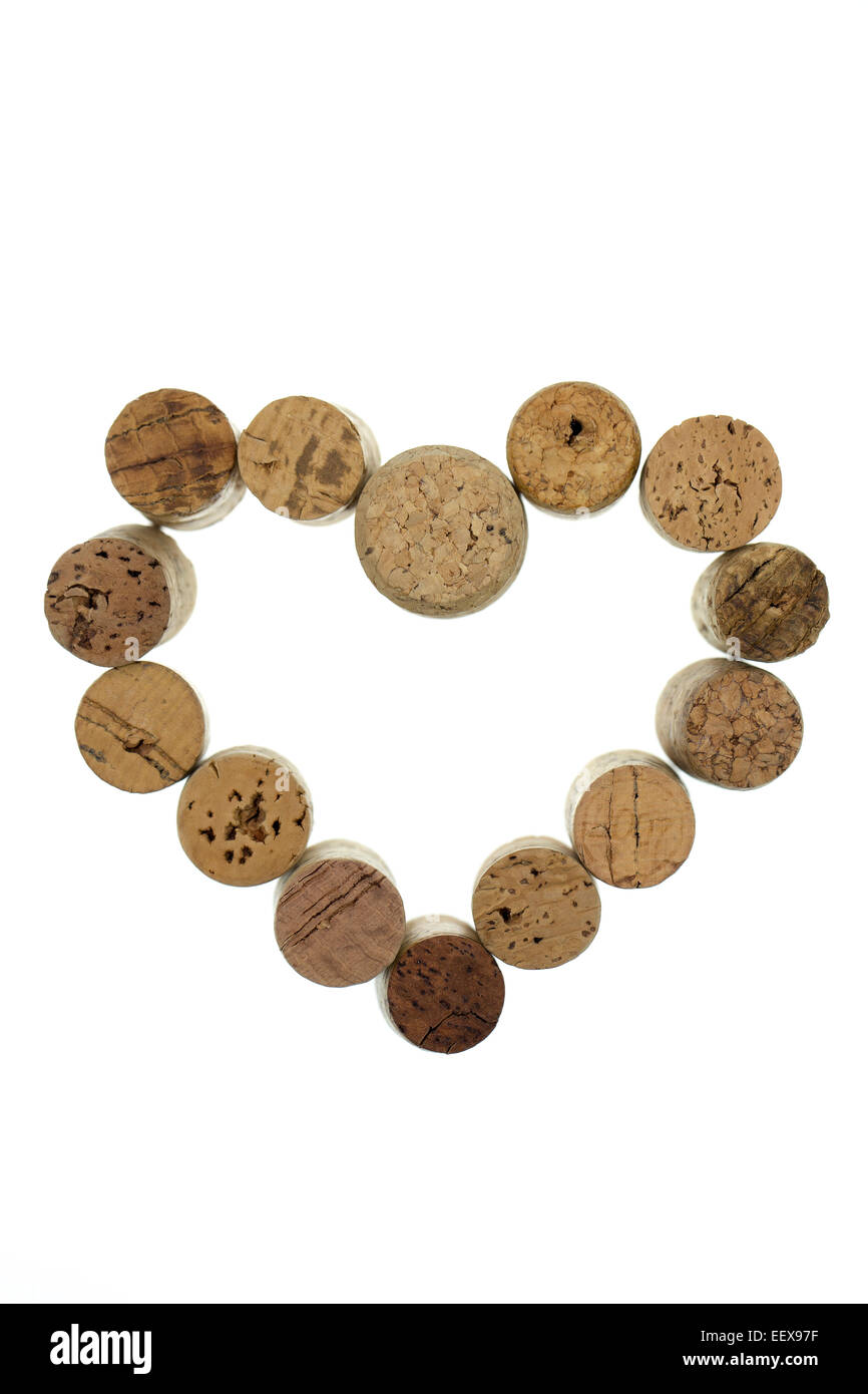 Wine corks form a heart shape image isolated on white background ...