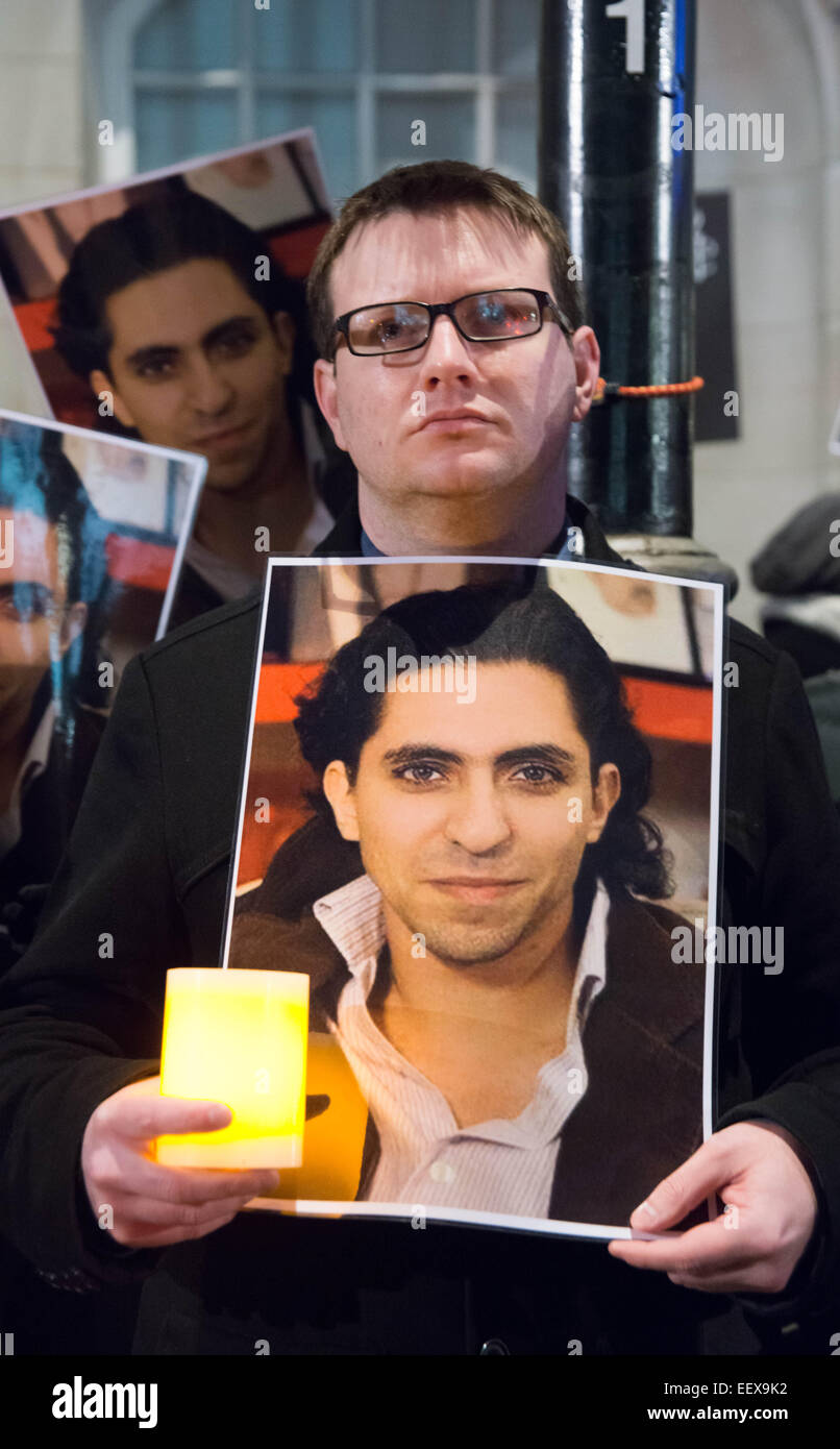Vigil for Raif Badawi at the Saudi Arabian Embassy Stock Photo - Alamy