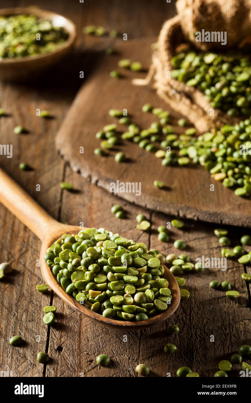 Raw Organic Green Split Peas in a Spoon Stock Photo - Alamy