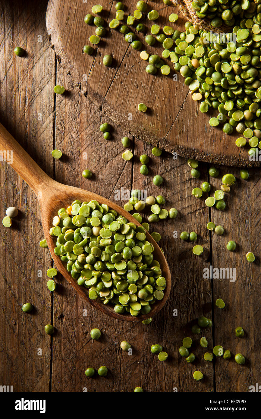 Raw Organic Green Split Peas in a Spoon Stock Photo - Alamy