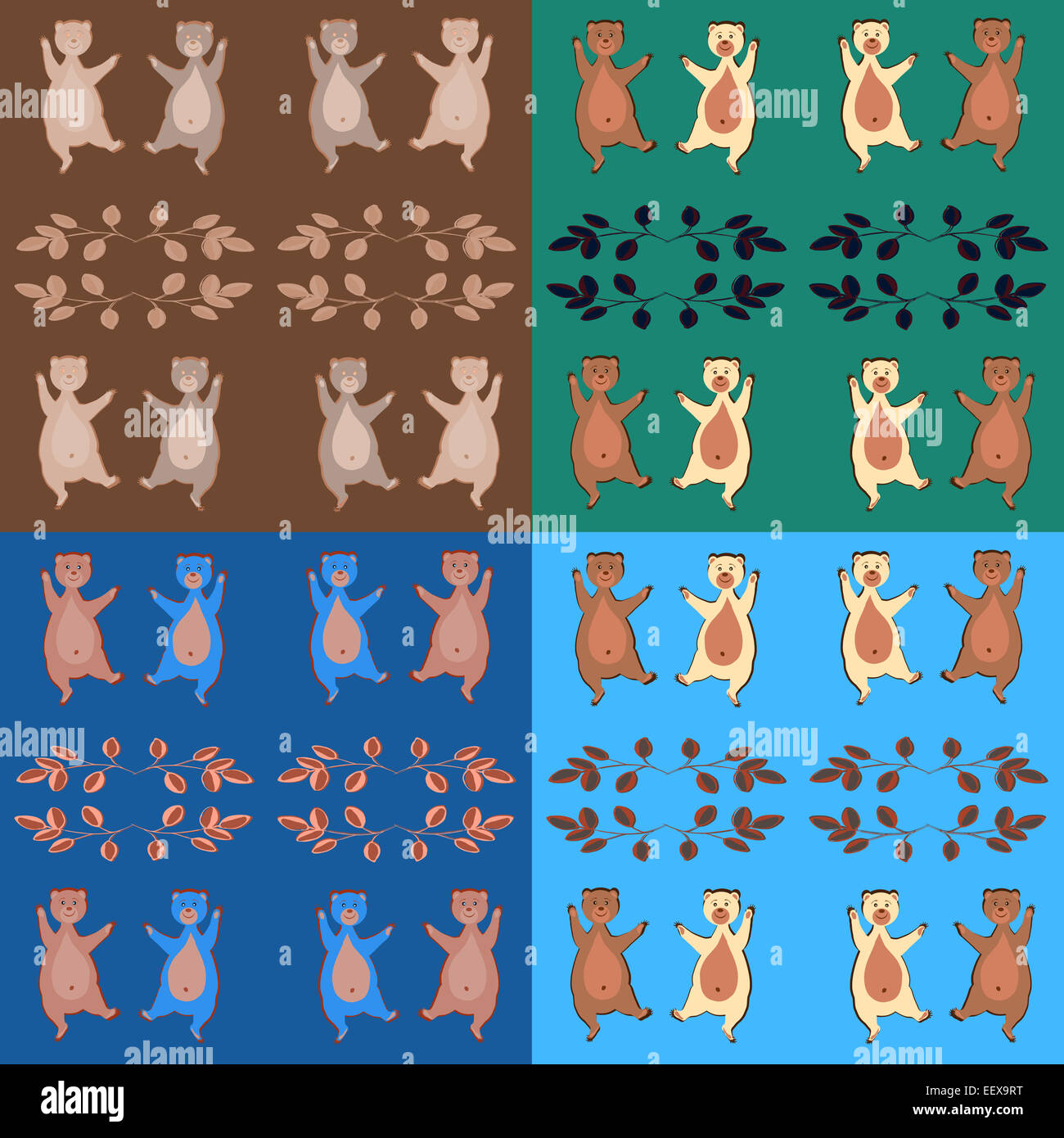 The dancing bear cubs.Simple seamless pattern of composition with the ...